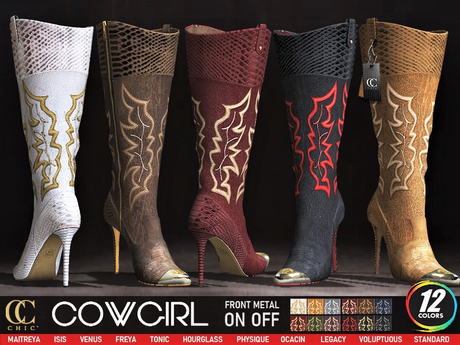 Second Life Marketplace - [CHIC] COWGIRL HEELED BOOTS